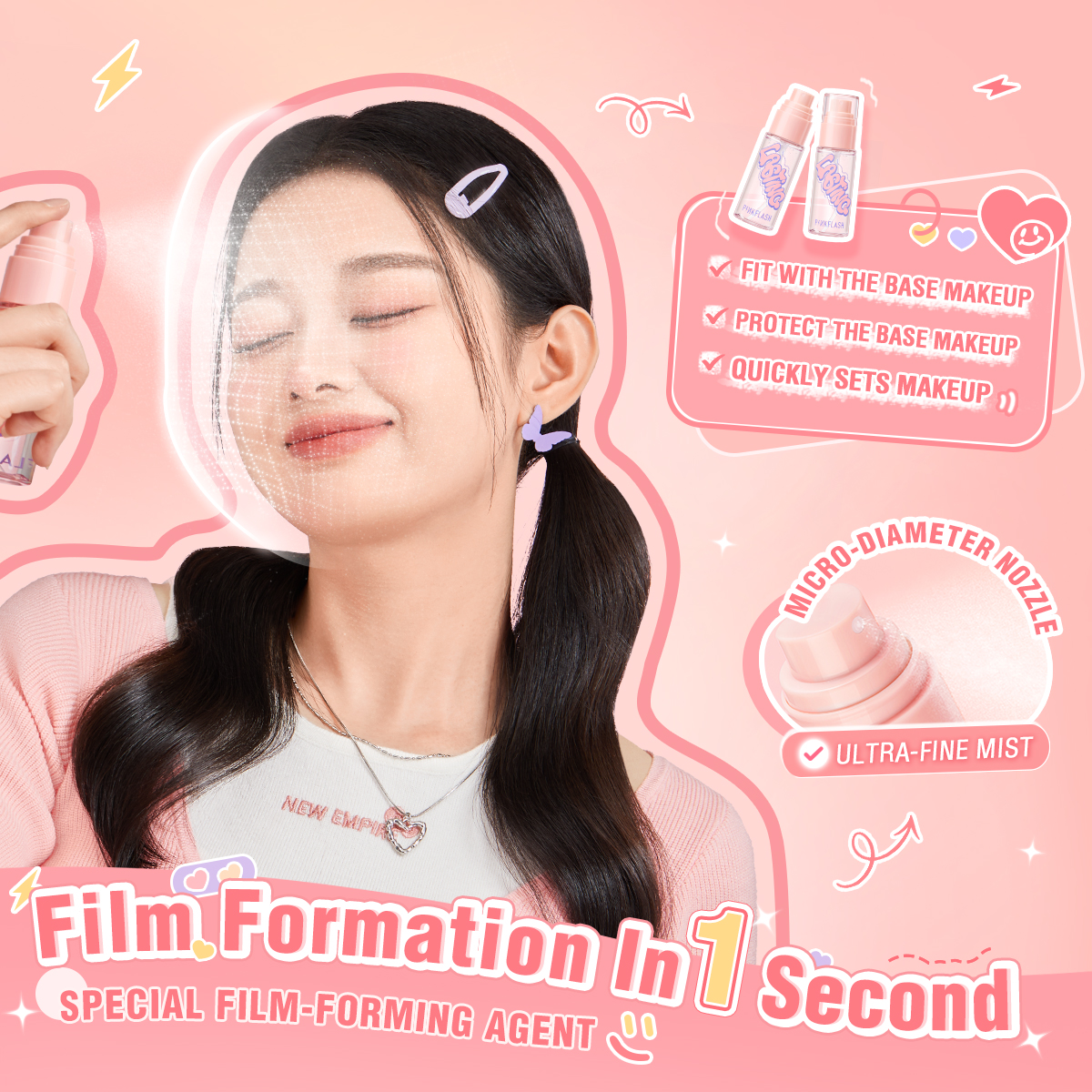 PINKFLASH 3 PCS Blush + Setting Spray + Loose Powder Beginner Face ...