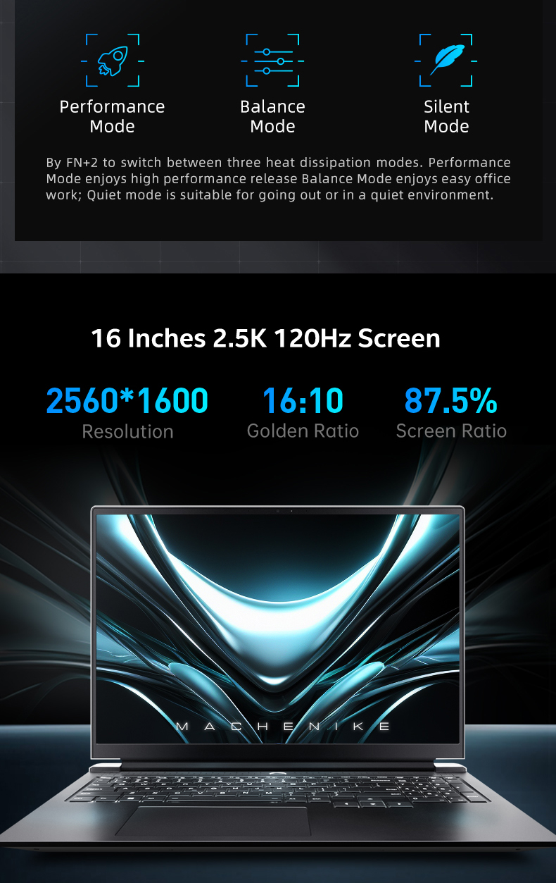 Machenike Light 16Air 13th i7-13620H Laptop, 16 inches 2.5K Screen 100 ...
