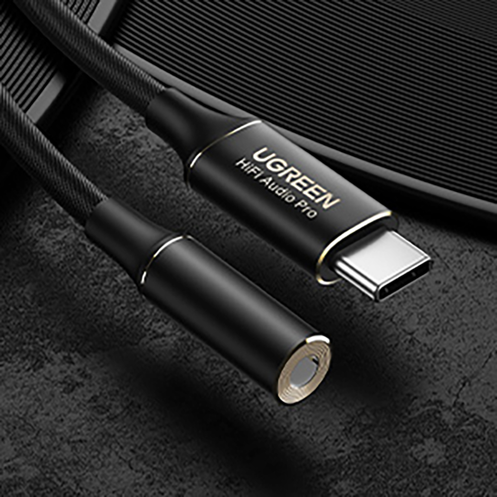 UGREEN USB C to 3.5mm Headphone Adapter Hi-Res 32bit 384KHz Braided Type C Male Aux Female ...