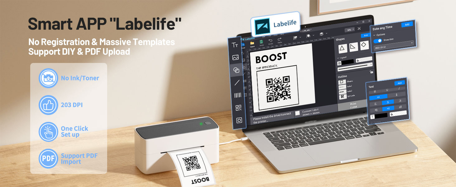 Phomemo 241BT Thermal Printer For A6 A7 Waybill,Barcode,Label Sticker ...