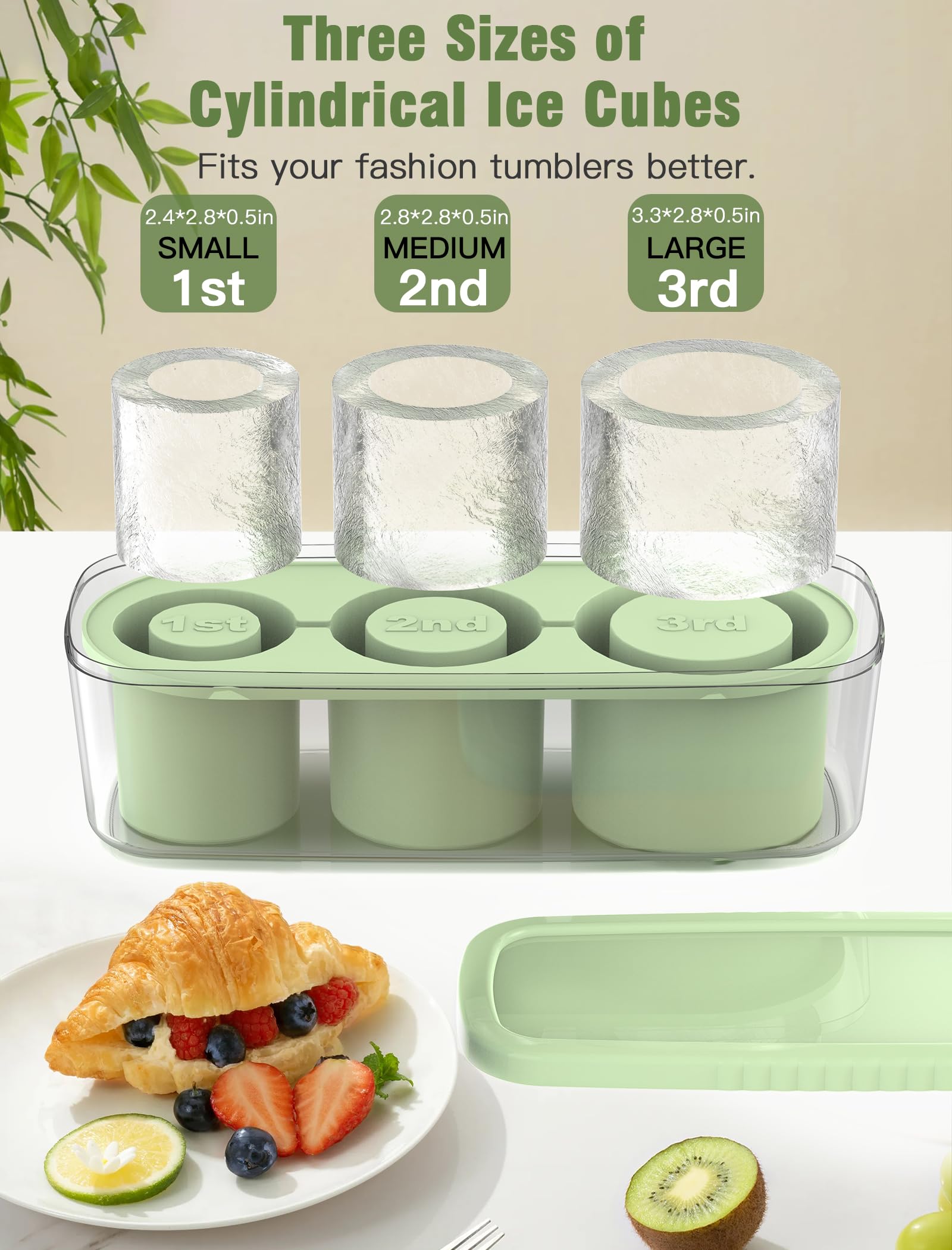 Ice Cube Tray Grinder For 40OZ Tumbler Cup 3 Silicone Hollow Cylinder ...