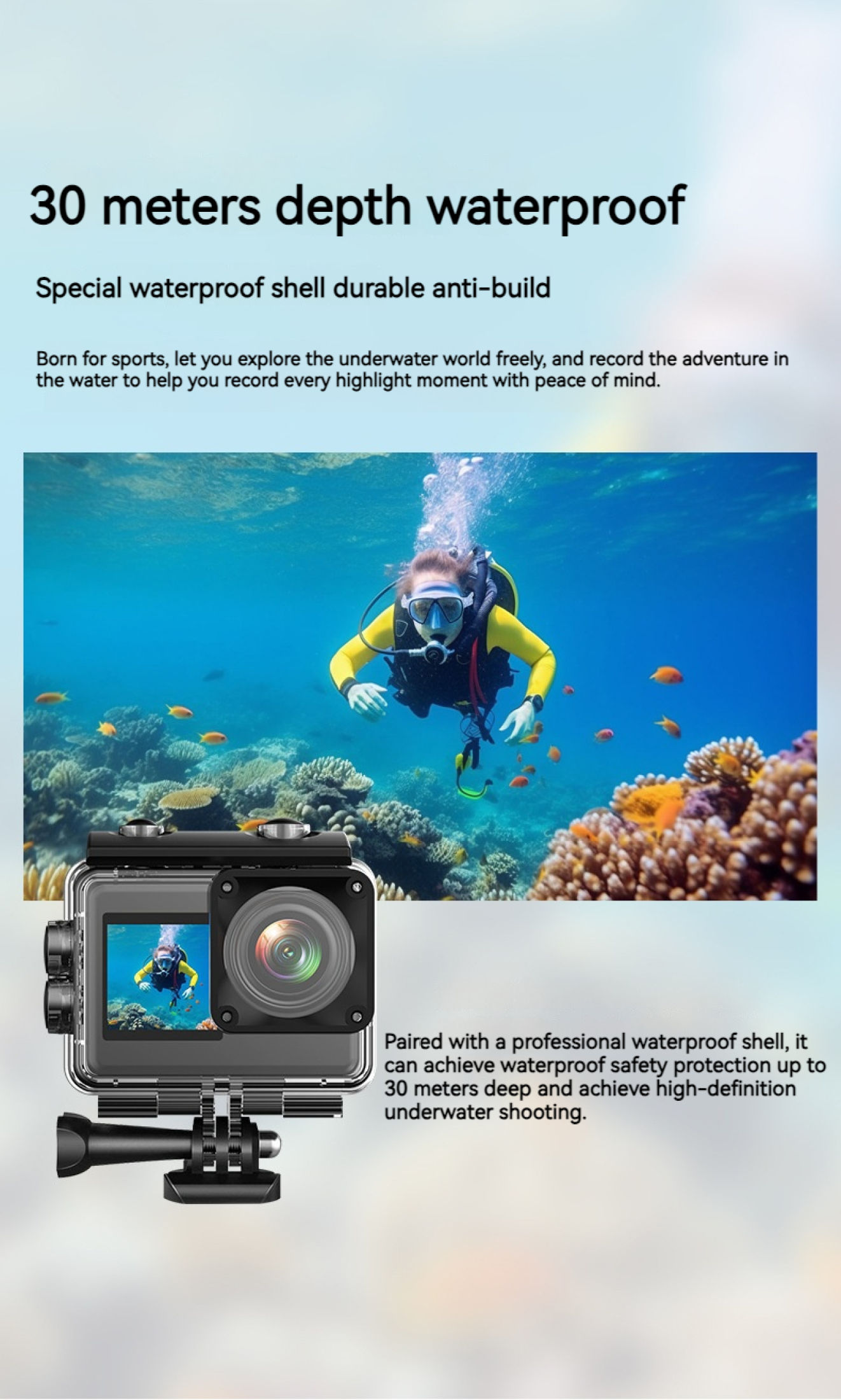 E-CAM A11 PRO Camera Sports action 5K HD Underwater Video Wireless WIFI ...