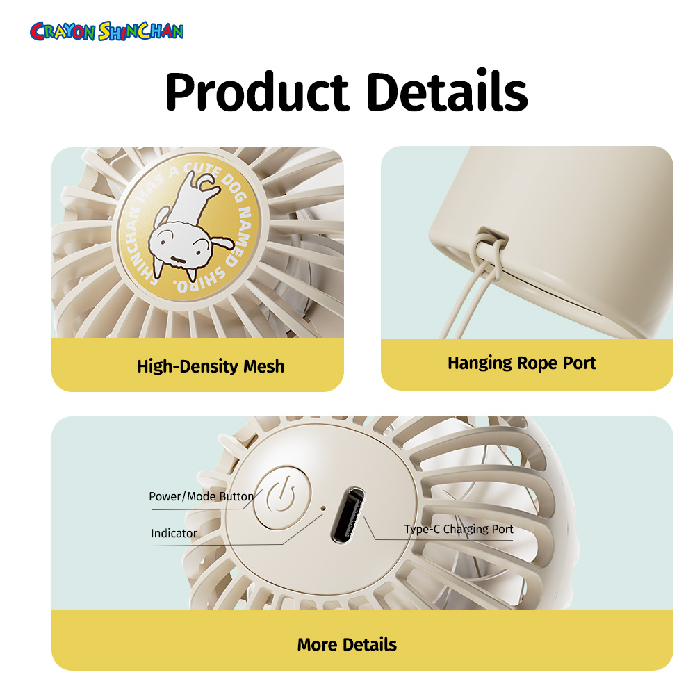 Rock Space Crayon Shinchan Air Bubble Mini Handheld Fan Rechargable 3 ...