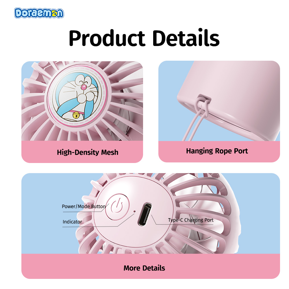 Rock Space Doraemon Air Bubble Mini Handheld Fan Rechargable 3 Speeds ...
