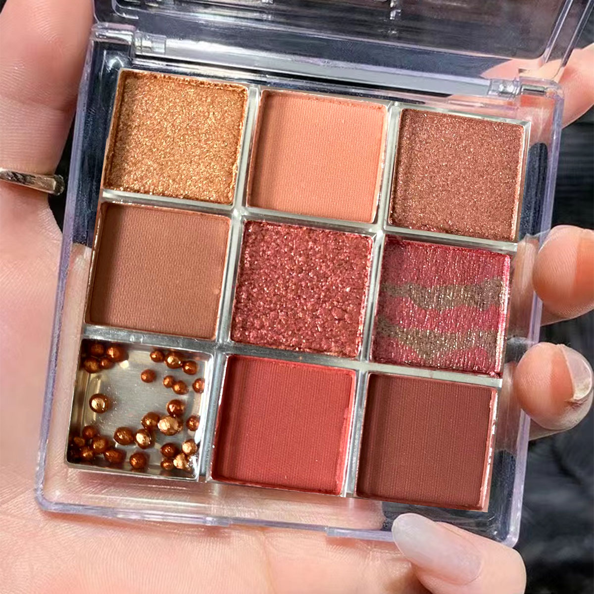 9 Color Eyeshadow Palette Matte Pearlescent Earth Color Fine Flashing ...