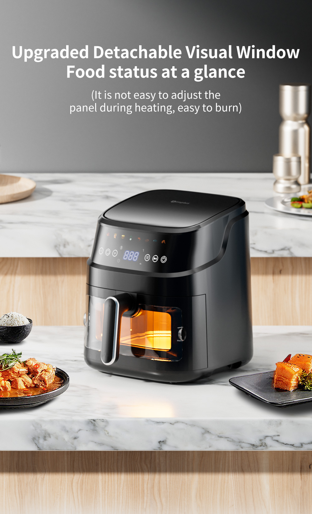 Simplus Visible Air Fryer 6L Electric Fryer Oven LCD Touch Screen Non ...