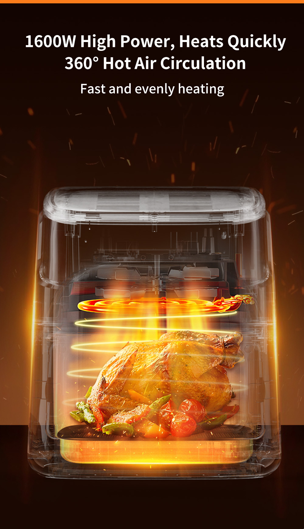 Simplus Visible Air Fryer 6L Electric Fryer Oven LCD Touch Screen Non ...
