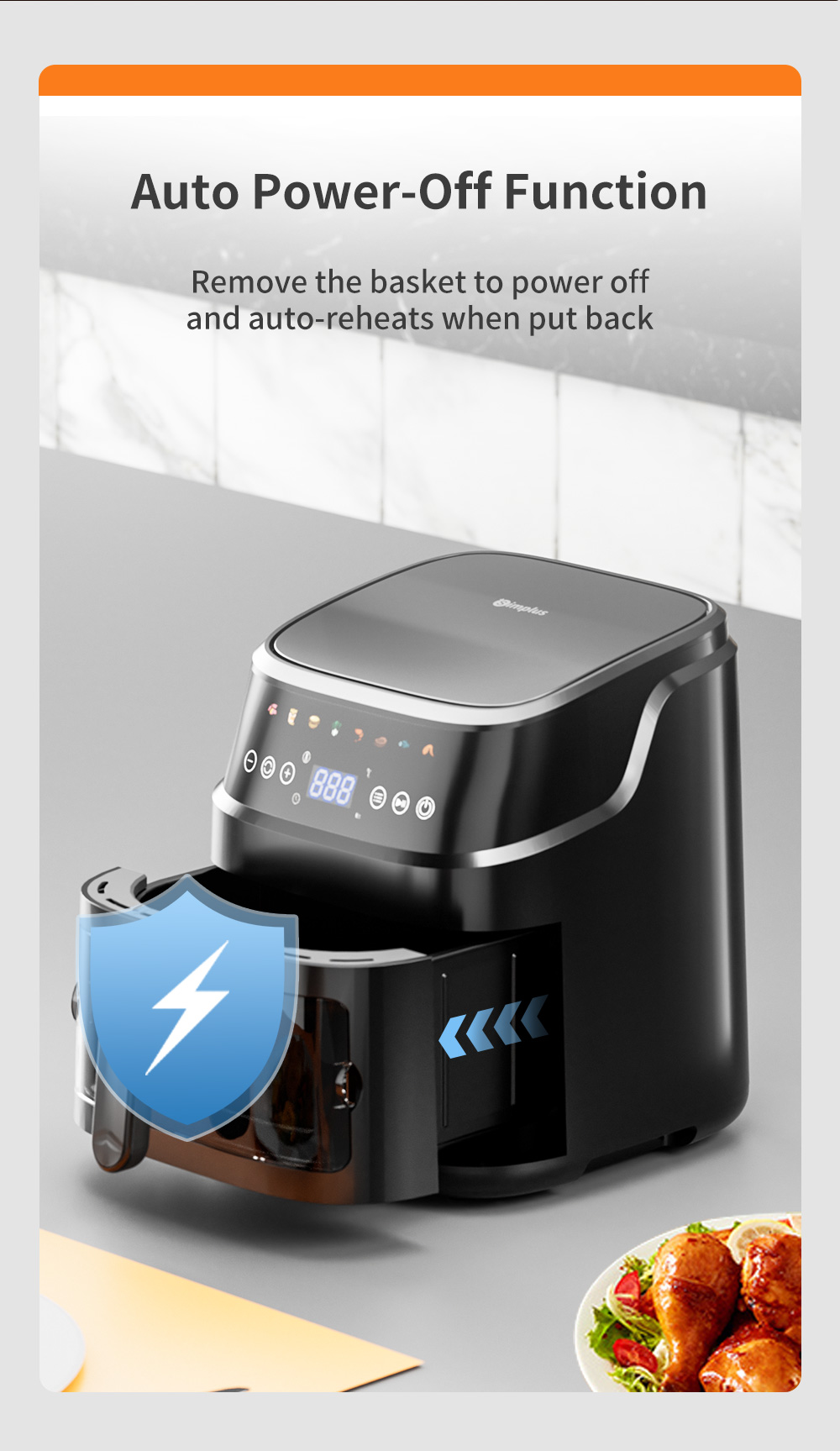 Simplus Visible Air Fryer 6L Electric Fryer Oven LCD Touch Screen Non ...