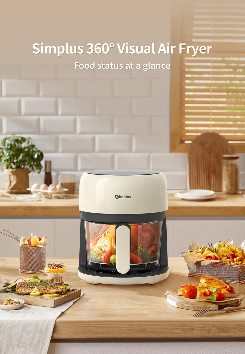 Simplus Air Fryer 3.5L Visual Glass Digital Touch Screen Fully Automatic Non Stick Pan | Shopee ...