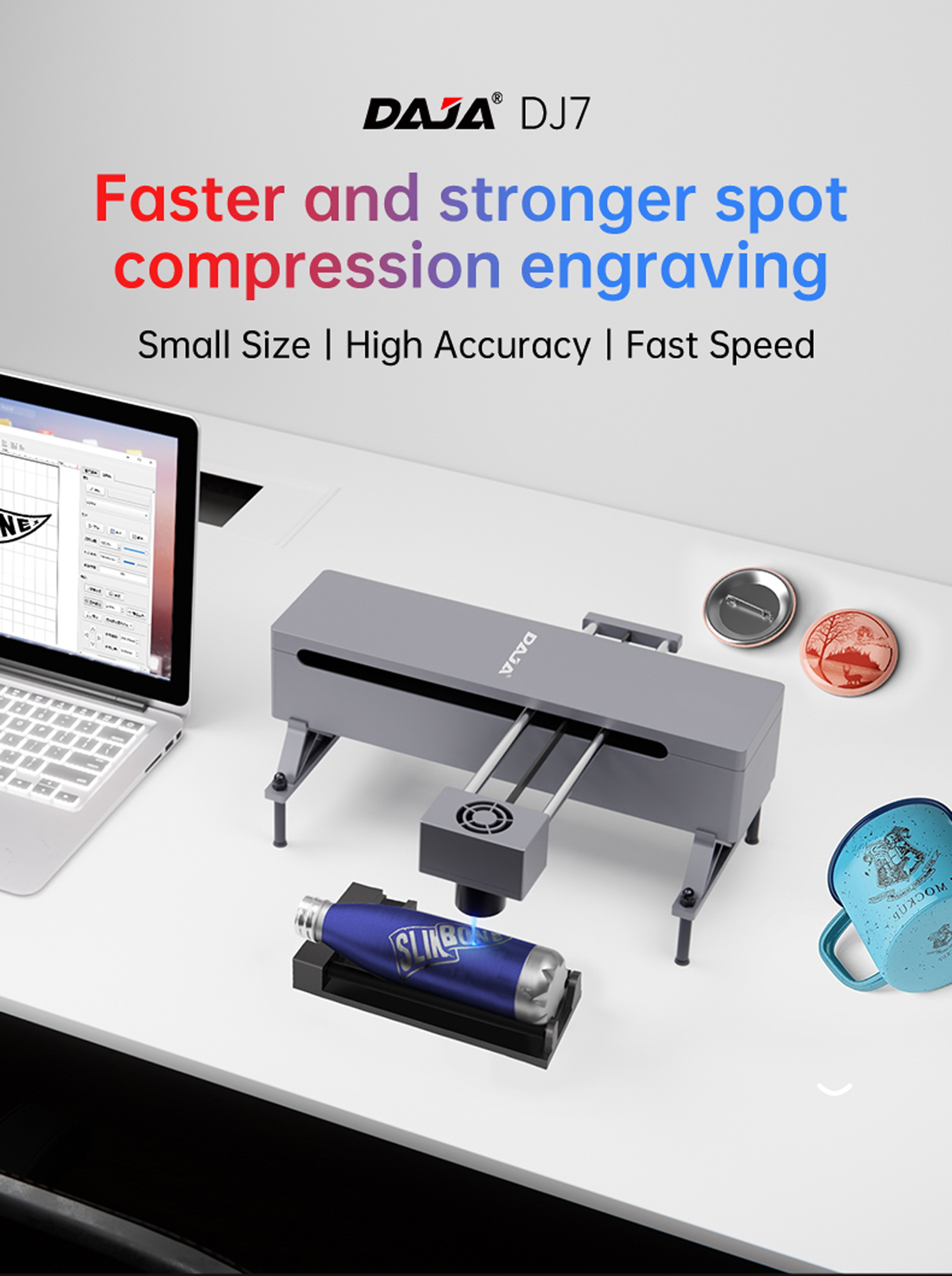 DAJA DJ7 5W Laser Engraver Machine Engraving Smart Simple Mini For Printing Wood Printed Metal ...