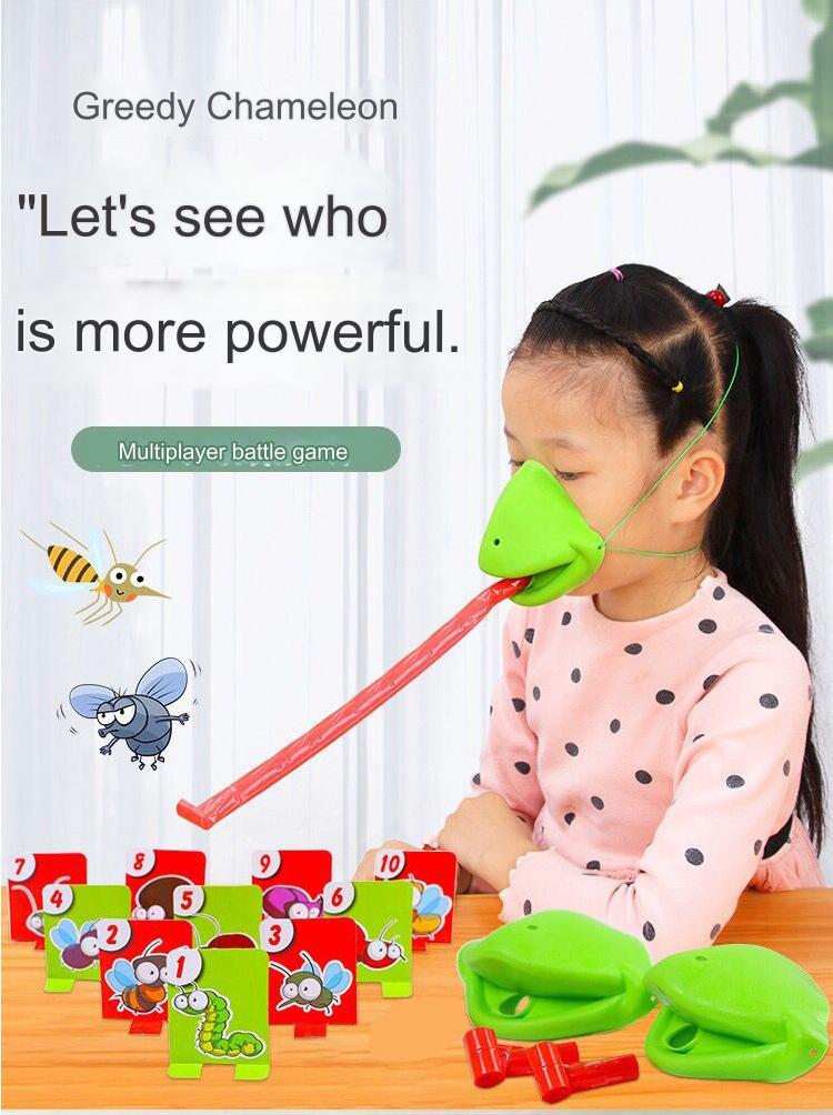 Frog Mouth Tongue Out Board Game Chameleon Lizard Mask Parent-Child ...