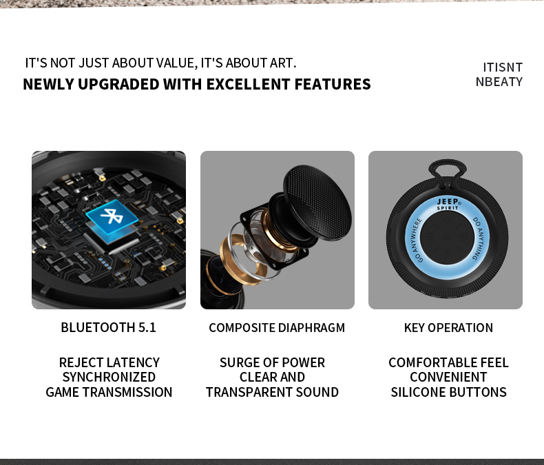 JEEP JPS SC001 Portable Wireless Bluetooth Speaker Supports TF Card Waterproof Super Bass ...