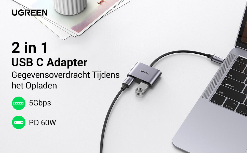 UGREEN USB C to USB Adapter With PD 60W Charging Port + 5Gbps USB 3.0 ...