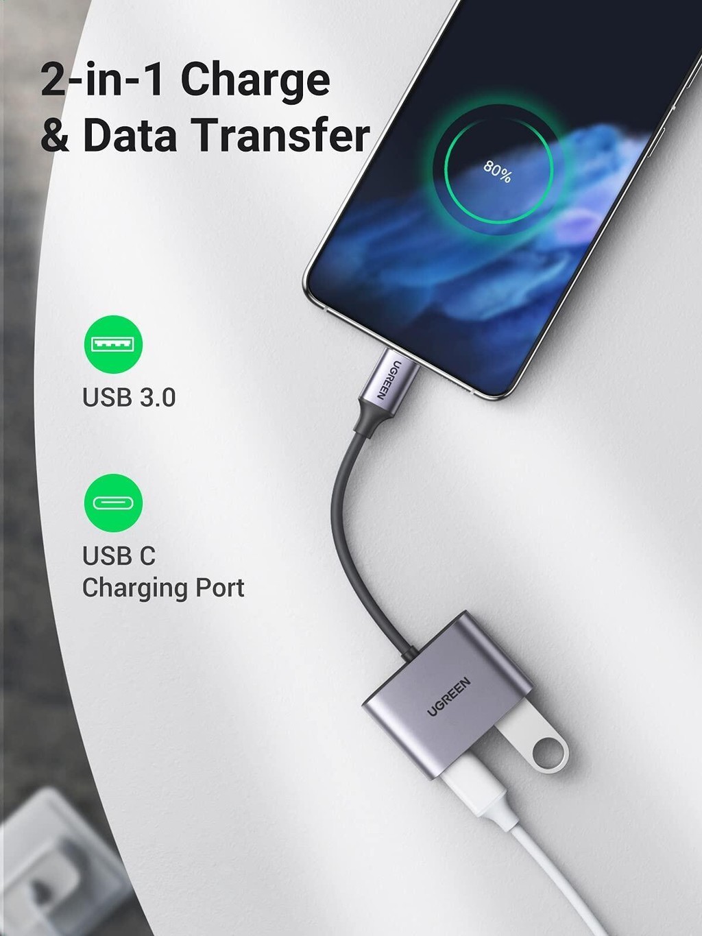 UGREEN USB C to USB Adapter With PD 60W Charging Port + 5Gbps USB 3.0 ...