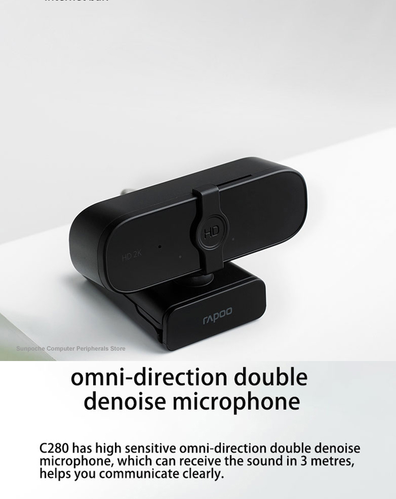 Rapoo C280 Webcam 2K HD With USB2.0 With Mic Rotatable Cameras For Live ...