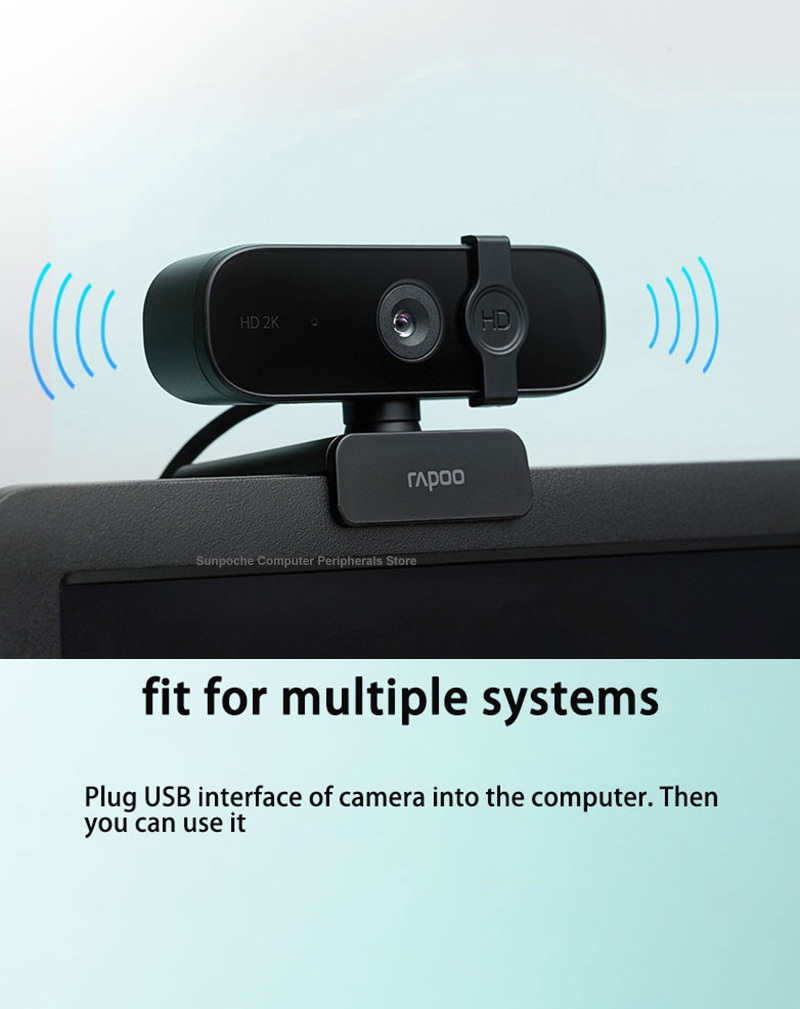 Rapoo C280 Webcam 2K HD With USB2.0 With Mic Rotatable Cameras For Live ...