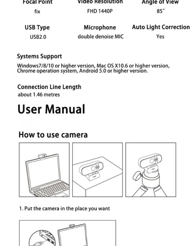 Rapoo C280 Webcam 2K HD With USB2.0 With Mic Rotatable Cameras For Live ...