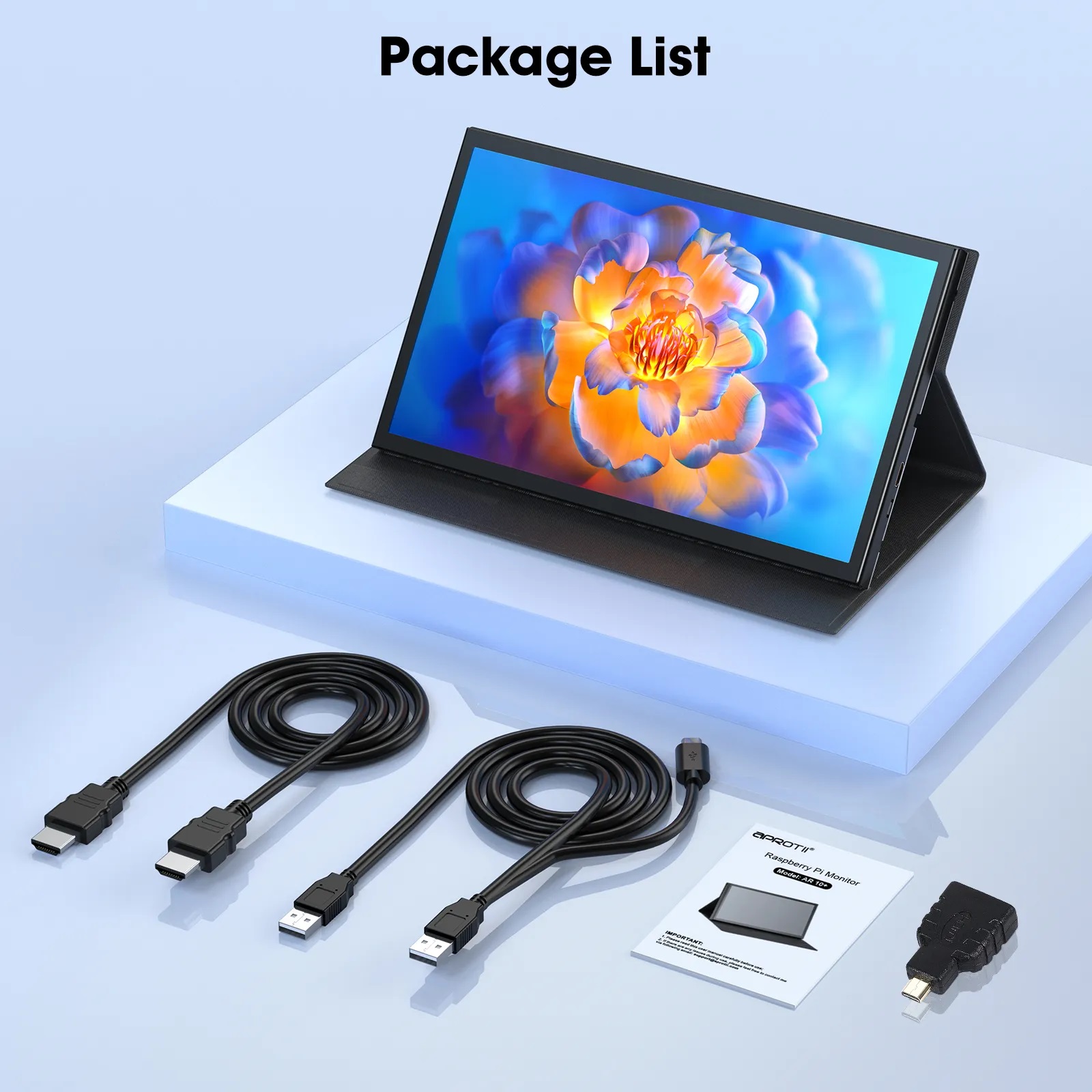 APROTII 10 inch RasPi Screen, 1024x600 IPS Capacitive Touchscreen Raspberry Pi Display, Mini ...