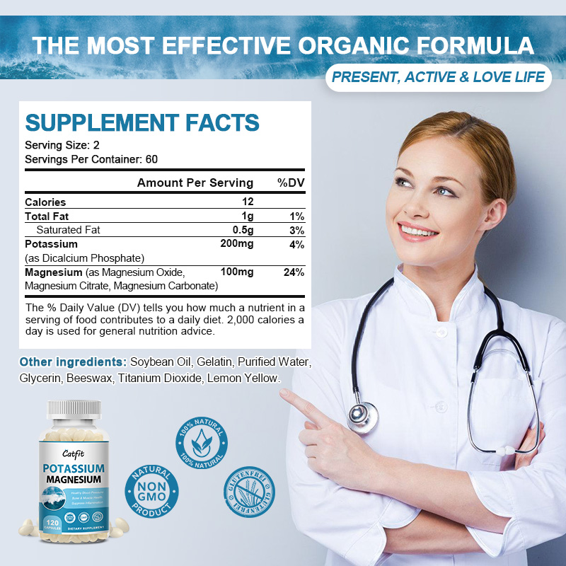 Catfit Magnesium Potassium capsules Supplement Potassium 200mg ...