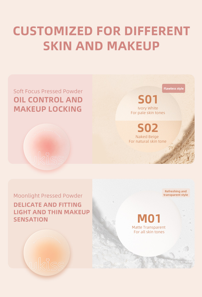 UKISS Compact Powder Oil-Control Waterproof Matte Face Powder Pressed ...