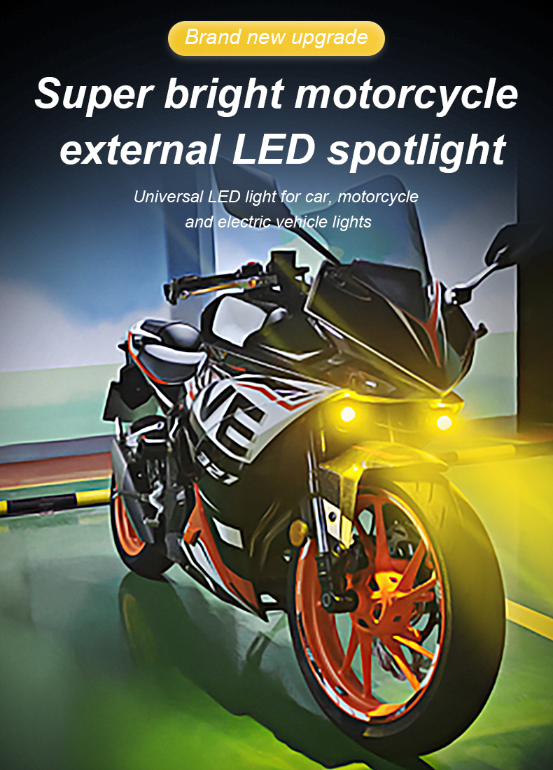 Motorcycle Two-color Spotlights White and Yellow Switching Near and Far ...