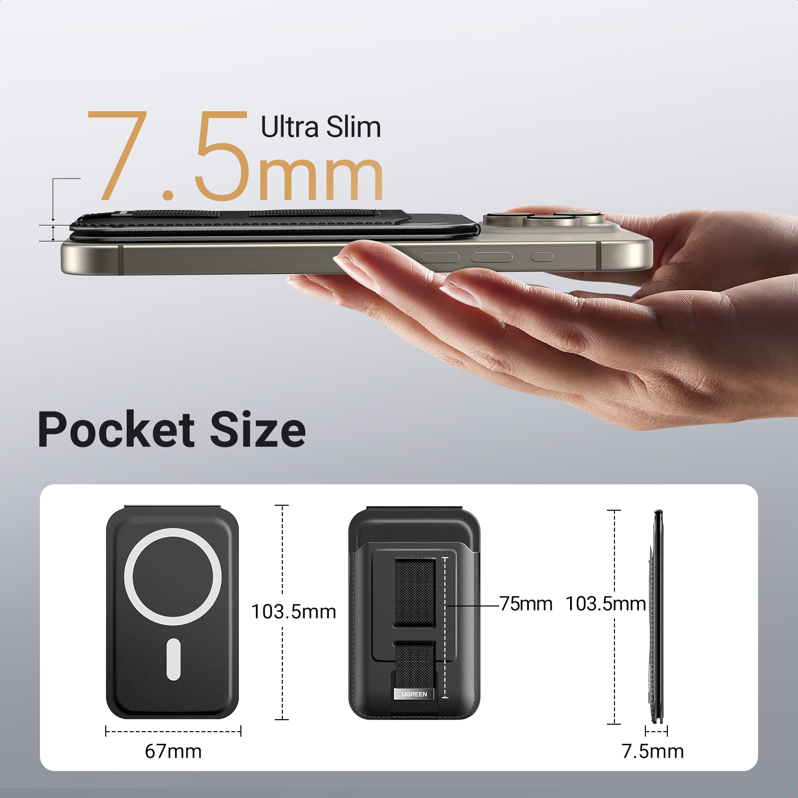 Ugreen Magnetic Holder with Card Organizer Wallet Phone Stand ...