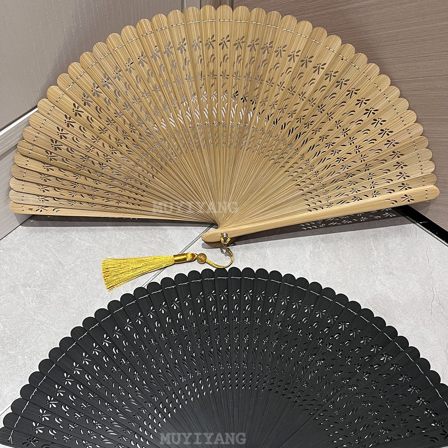 MUYIYANG Mini Retro Bamboo Folding Hand Fan Japanese Chinese Oriental ...