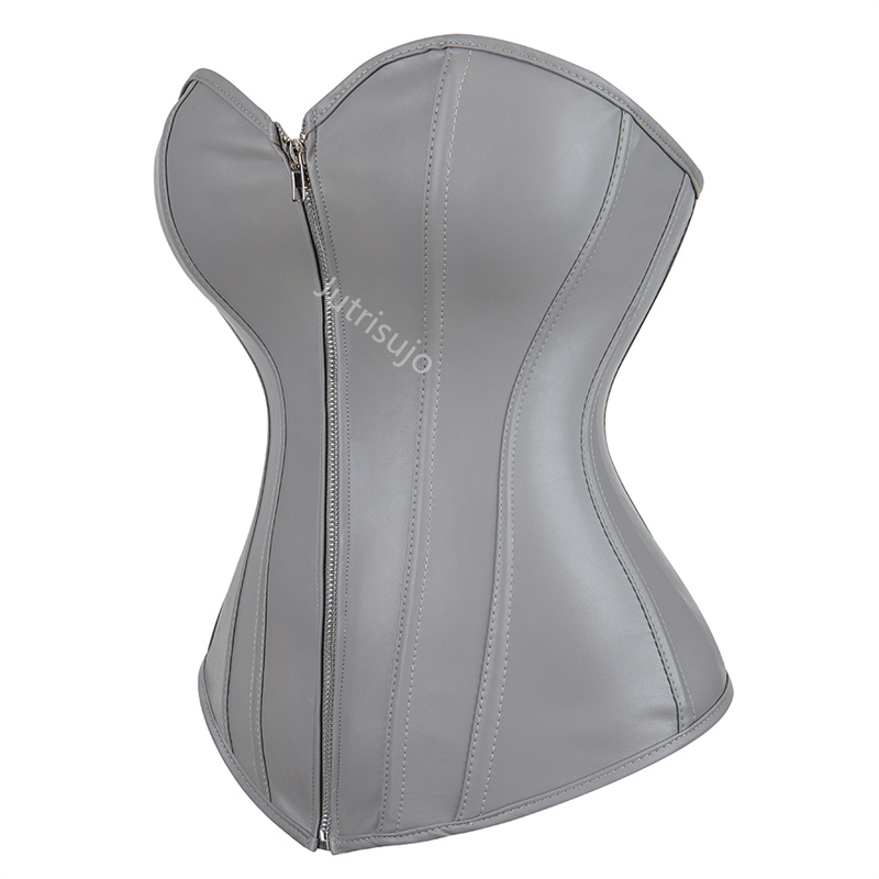 Corsets and Bustiers Tops Faux Leather Zipper Shaper pu Synthetic Black ...
