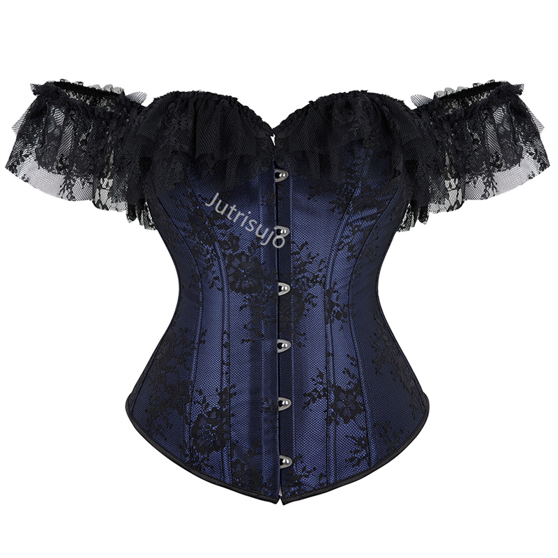 Corset Top Plus Size with Lace Sleeves Off Shoulder Renaissance Vintage ...