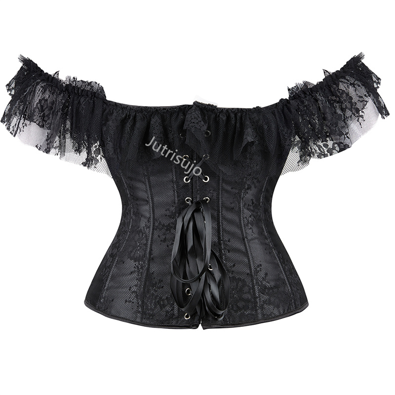 Corset Top Plus Size with Lace Sleeves Off Shoulder Renaissance Vintage ...