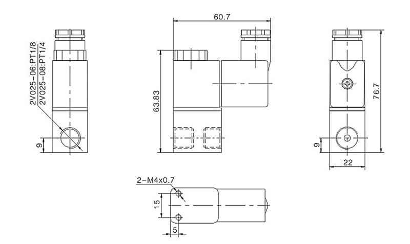 2V025-08 1/4" 1/8 2 Way Normally Closed Pneumatic Aluminum Electric ...