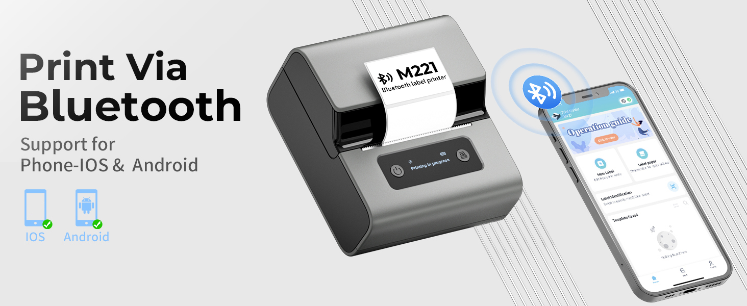 Phomemo M221 Bluetooth Thermal Label Printer, Support 20mm-80mm Print ...