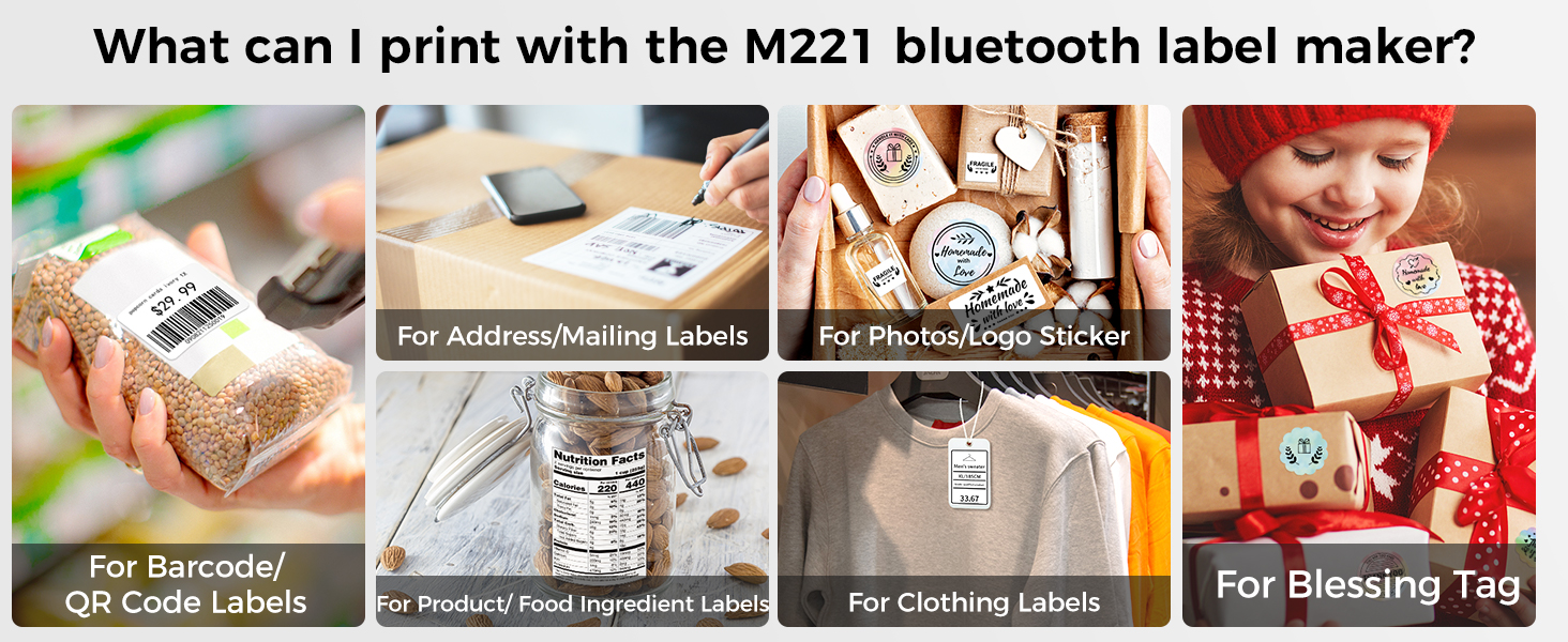 Phomemo M221 Bluetooth Thermal Label Printer, Support 20mm-80mm Print ...