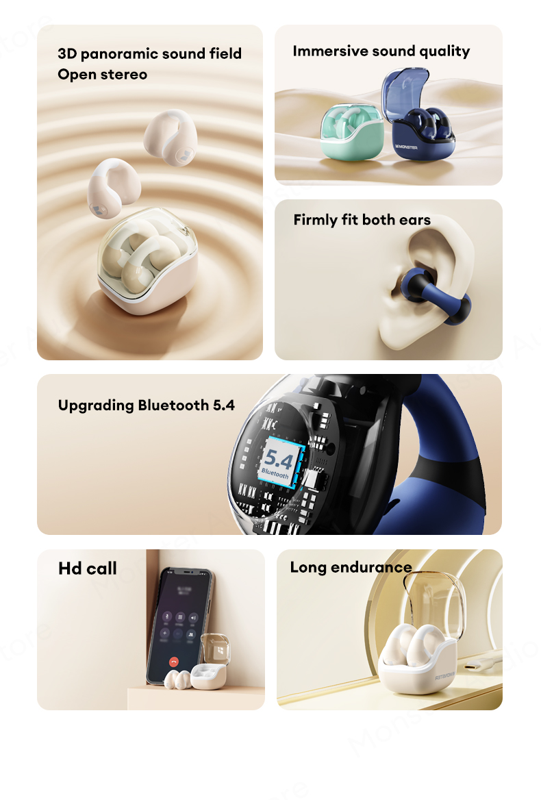 Monster XKT29 Wireless Bluetooth Earphone HD Voice Low Latency Long ...