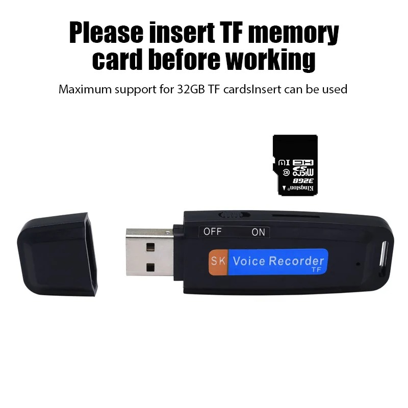 Mini U Shape Voice Recorder Digital Dictaphone Audio Recorder USB 2.0 ...