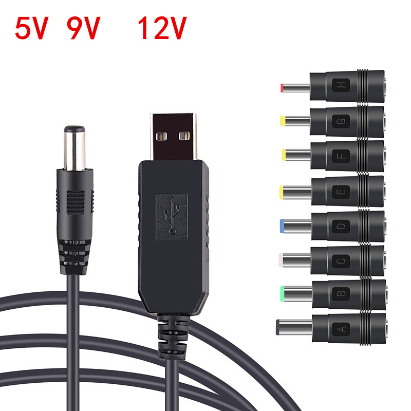 USB Power Step-Up Cable 5V to DC Converter with 8 Heads Multifunction ...