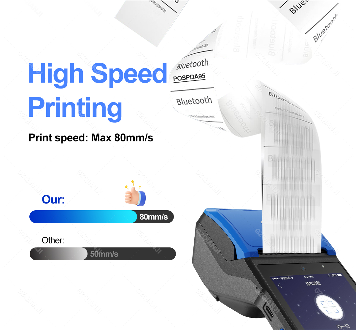 Android 12 POS PDA with 58mm Thermal Receipt Label Sticker Printer NFC ...