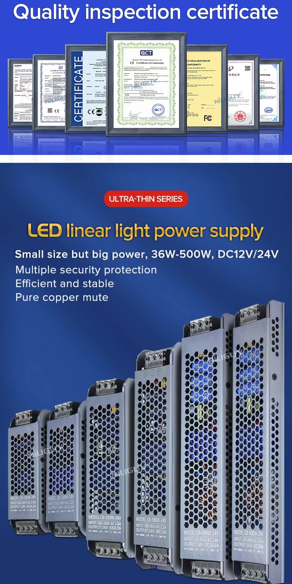 500W Ultra-Thin LED Driver Switch Power SupplyDC12V/24VTransformer ...