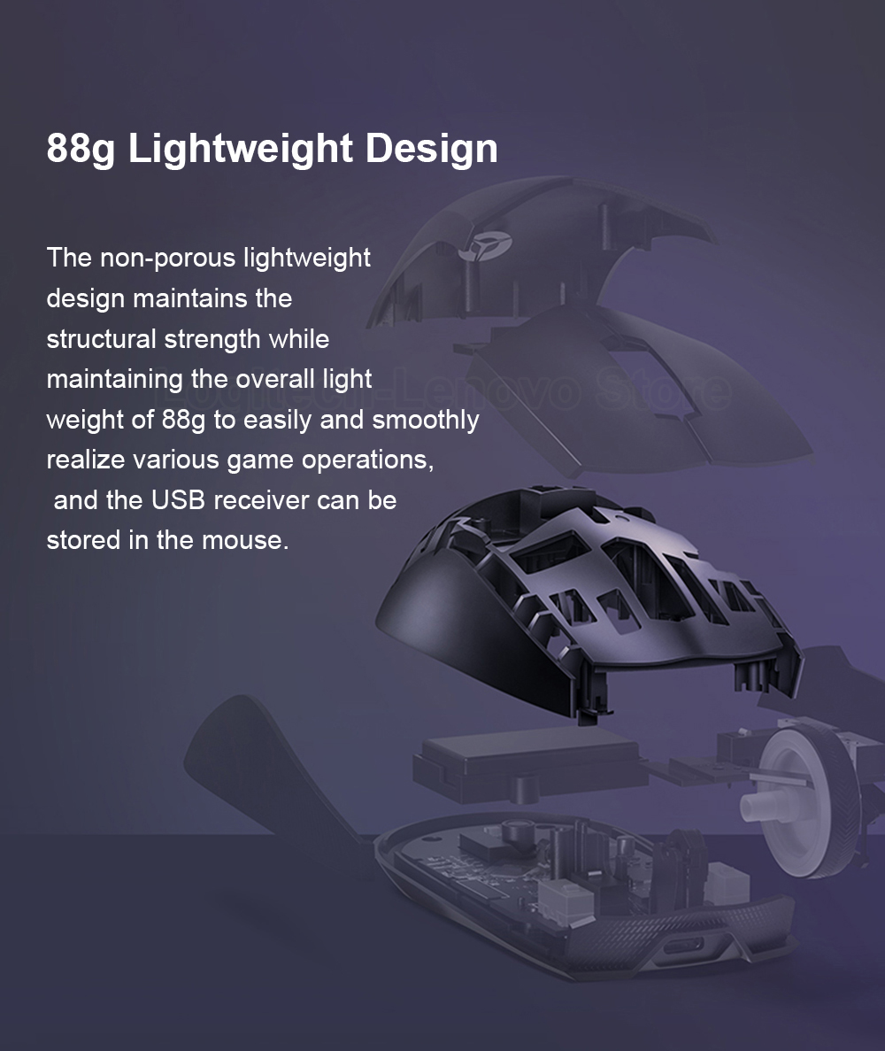Lenovo LEGION M500 Wireless Gaming Mouse with 10000DPI 88g Weight ...