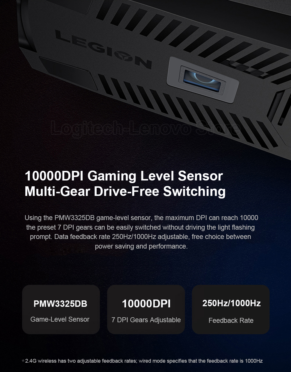 Lenovo LEGION M500 Wireless Gaming Mouse with 10000DPI 88g Weight ...