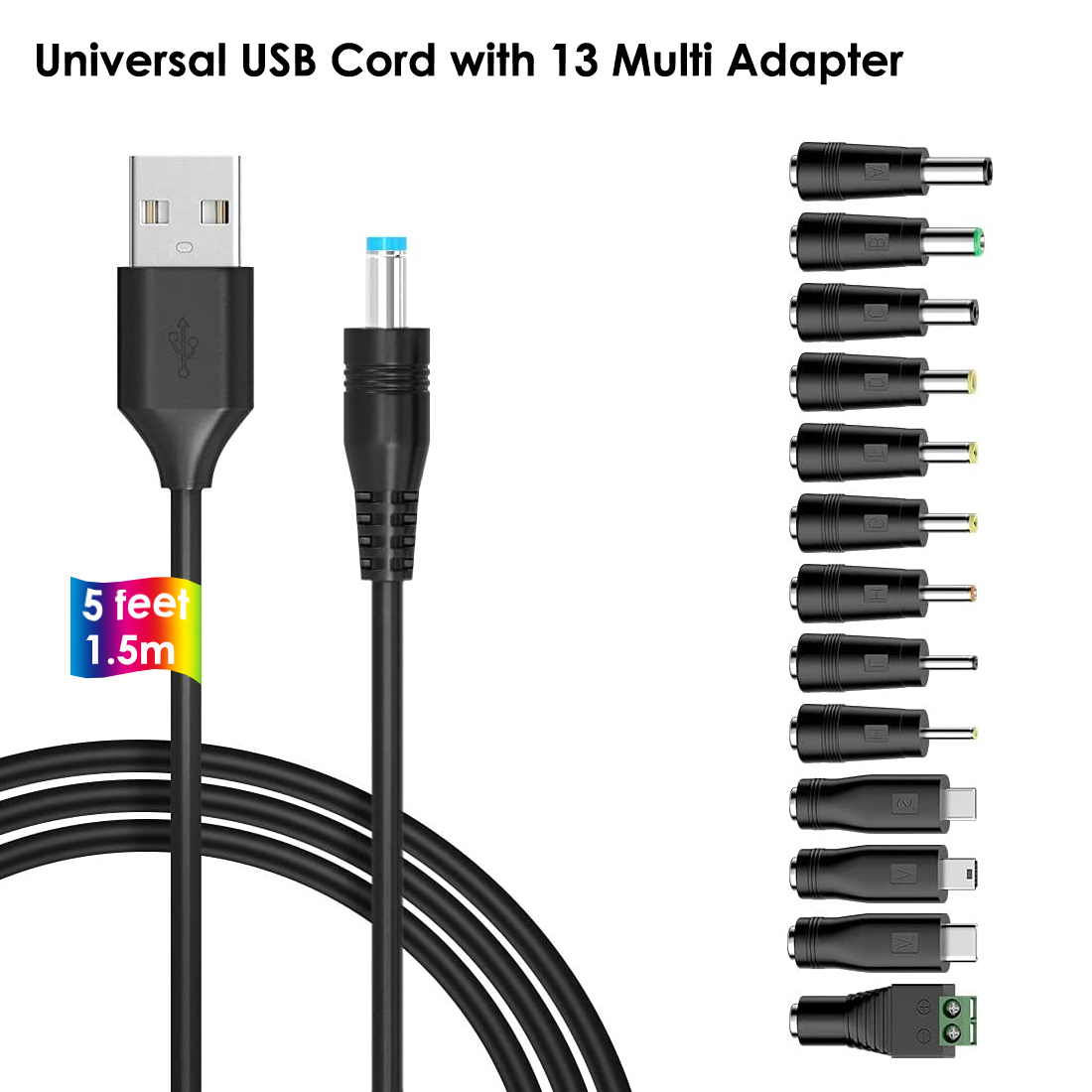 USB to DC 5V Universal Power Cable, DC Plug 5.5 * 2.1mm Jack Charging ...