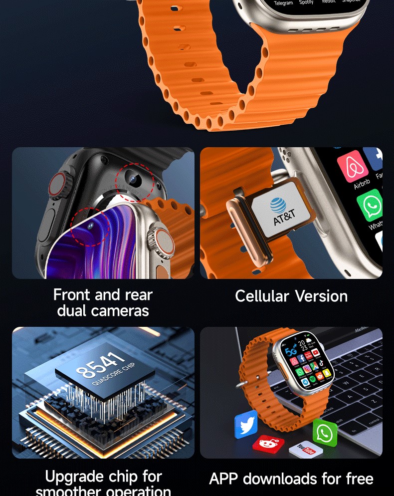 【SIM card】5G 4G android smart watch with sim slot and wifi S9 Ultra ...