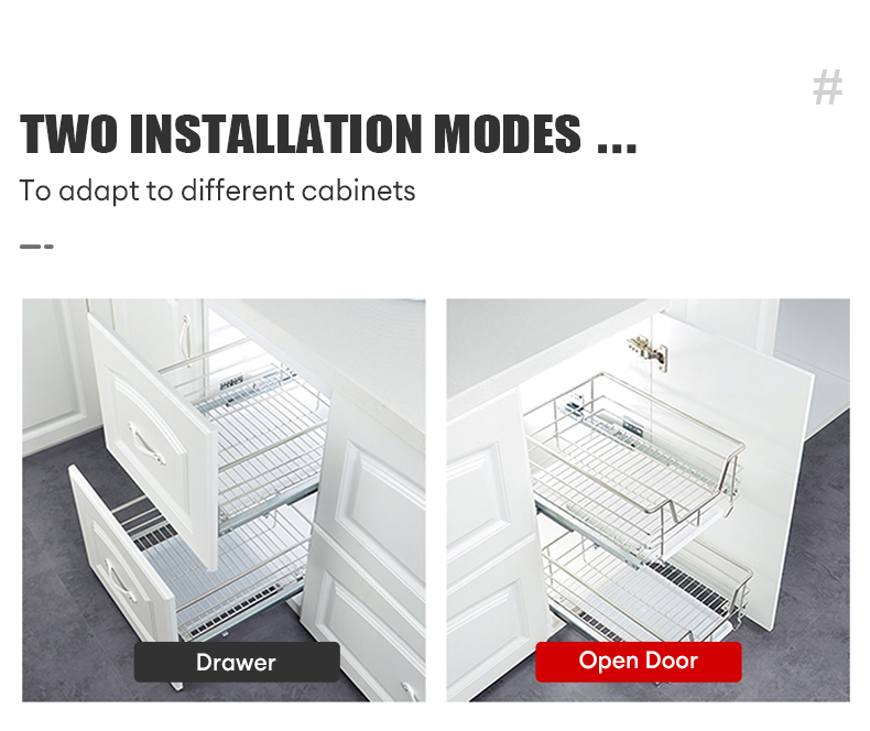 KEVE 2 in 1 Pull Out Kitchen Cabinet Pull Out Basket with Frame ...