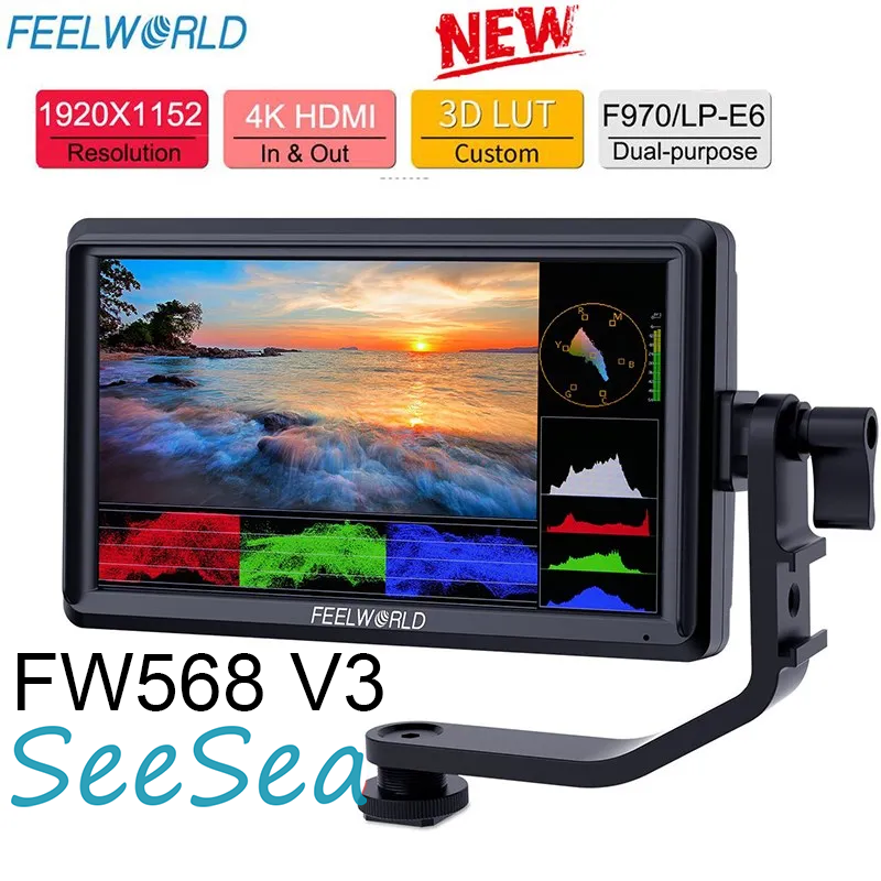 FEELWORLD FW568 V3 6 Inch Portable Camera DSLR Field Waveform Monitor ...