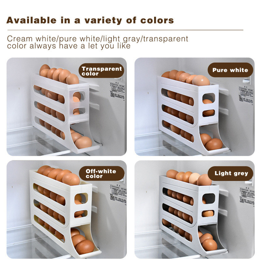 4 Layer Egg Box Kitchen Anti Drop Automatic Rolling Egg Distribution ...
