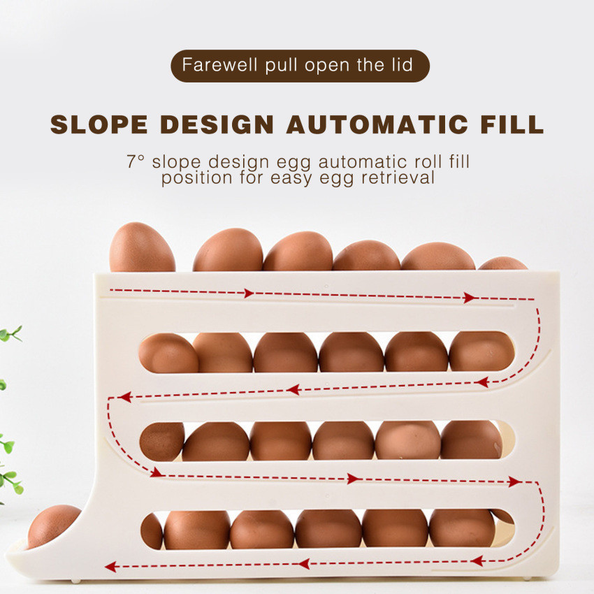 4 Layer Egg Box Kitchen Anti Drop Automatic Rolling Egg Distribution ...