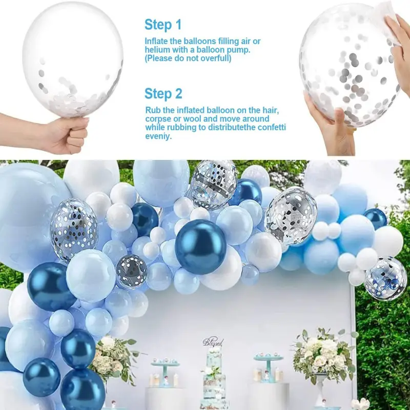 104 Pieces Blue White Arch Balloon Chain Set, Birthday Wedding ...
