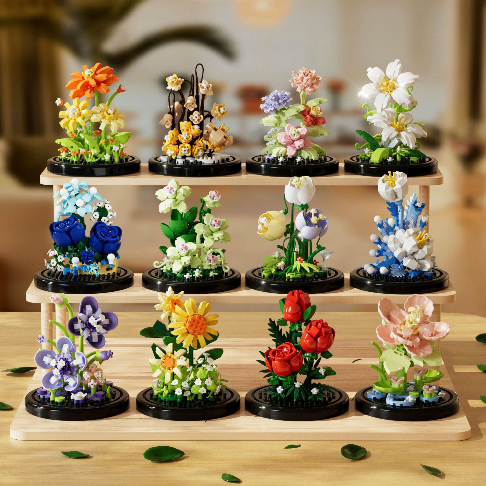 Flower Building Blocks Sunflower Rose Carnation Hibiscus Potted ...