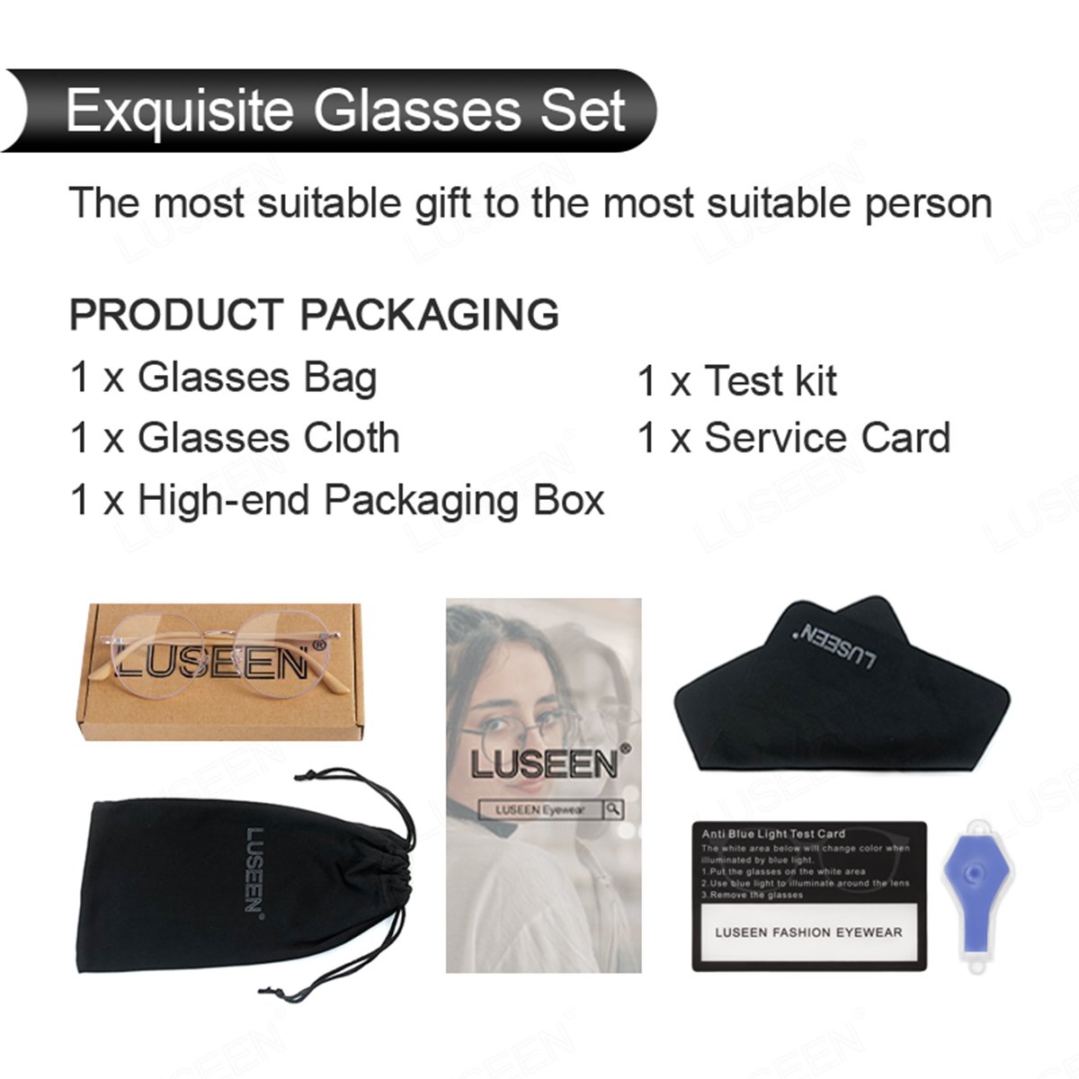 LUSEEN Eyeglasses Photochromic And Anti Radiation Glasses Round Full ...