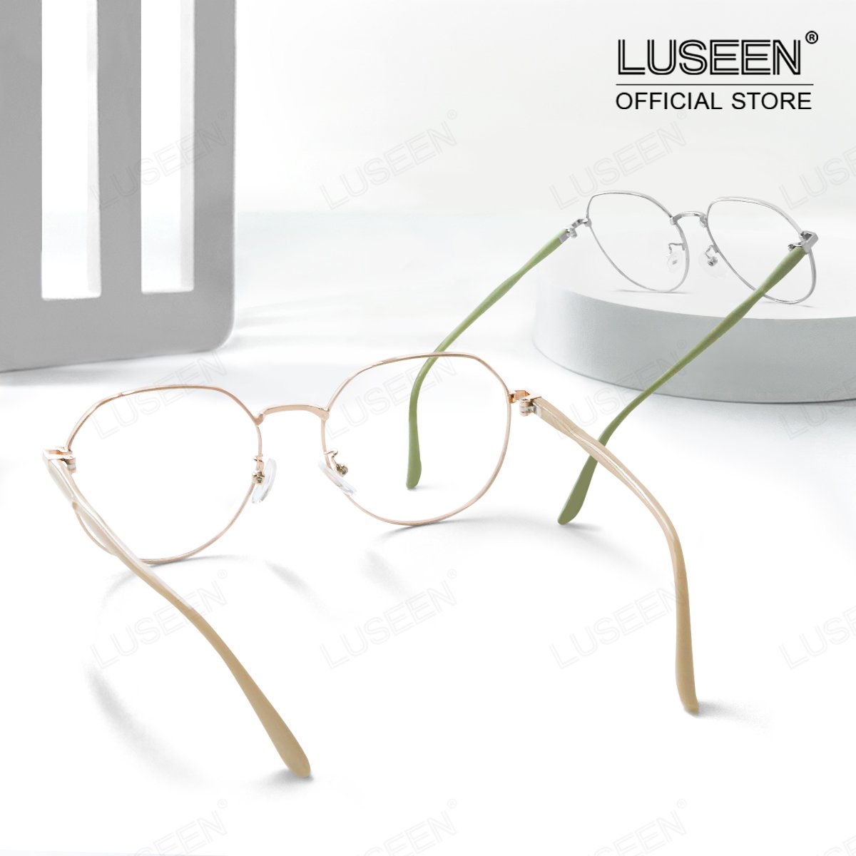 LUSEEN Eyeglasses Photochromic And Anti Radiation Glasses Round Full ...